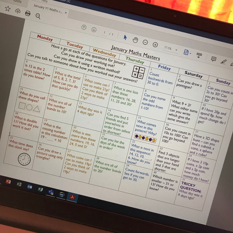 FREE RESOURCE: January Maths calendars – alittlebutalot