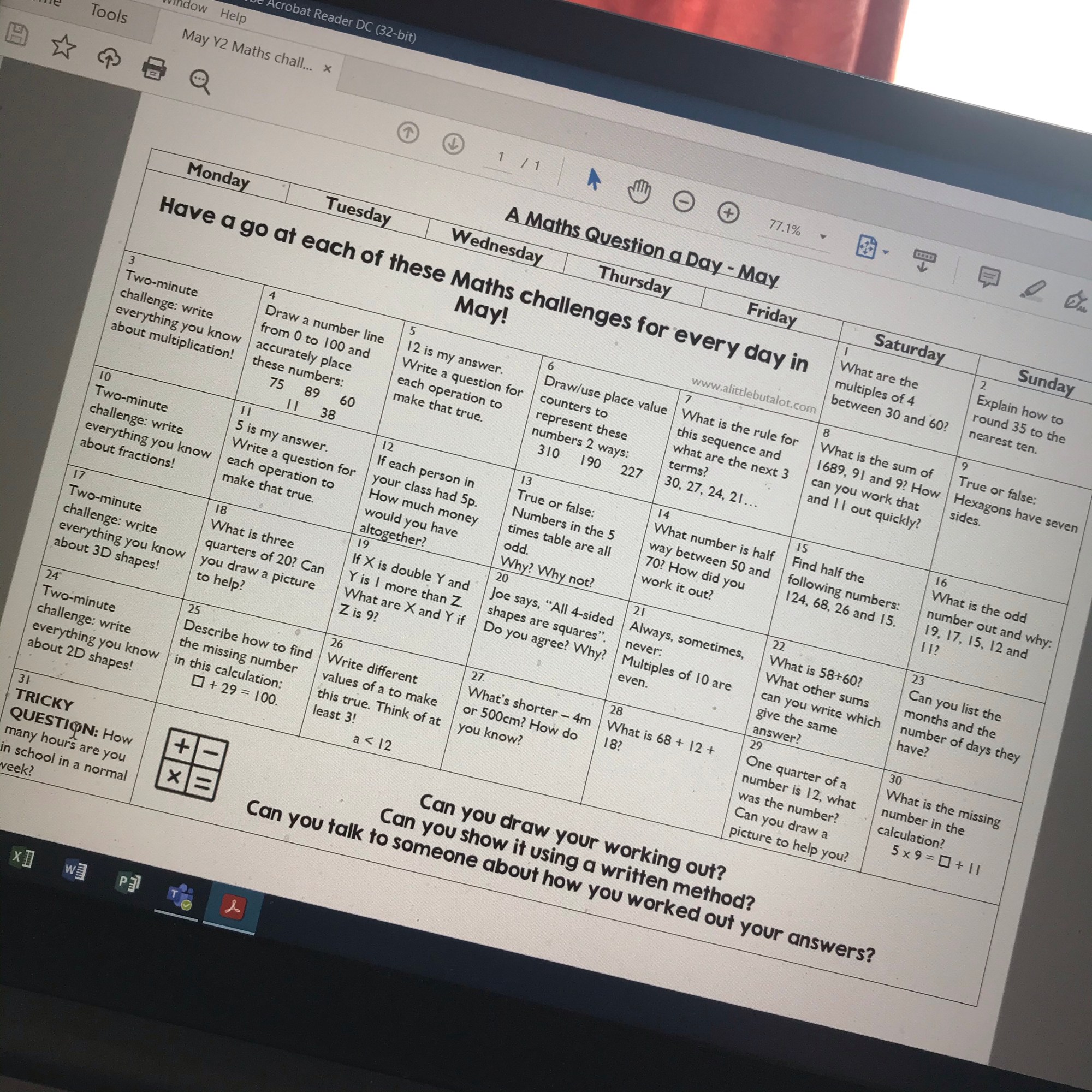 FREE RESOURCE: May 2021 Maths calendars – alittlebutalot