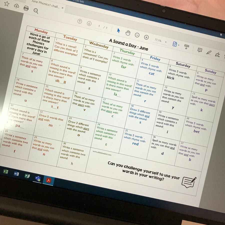 FREE RESOURCE: June phonics calendars – alittlebutalot